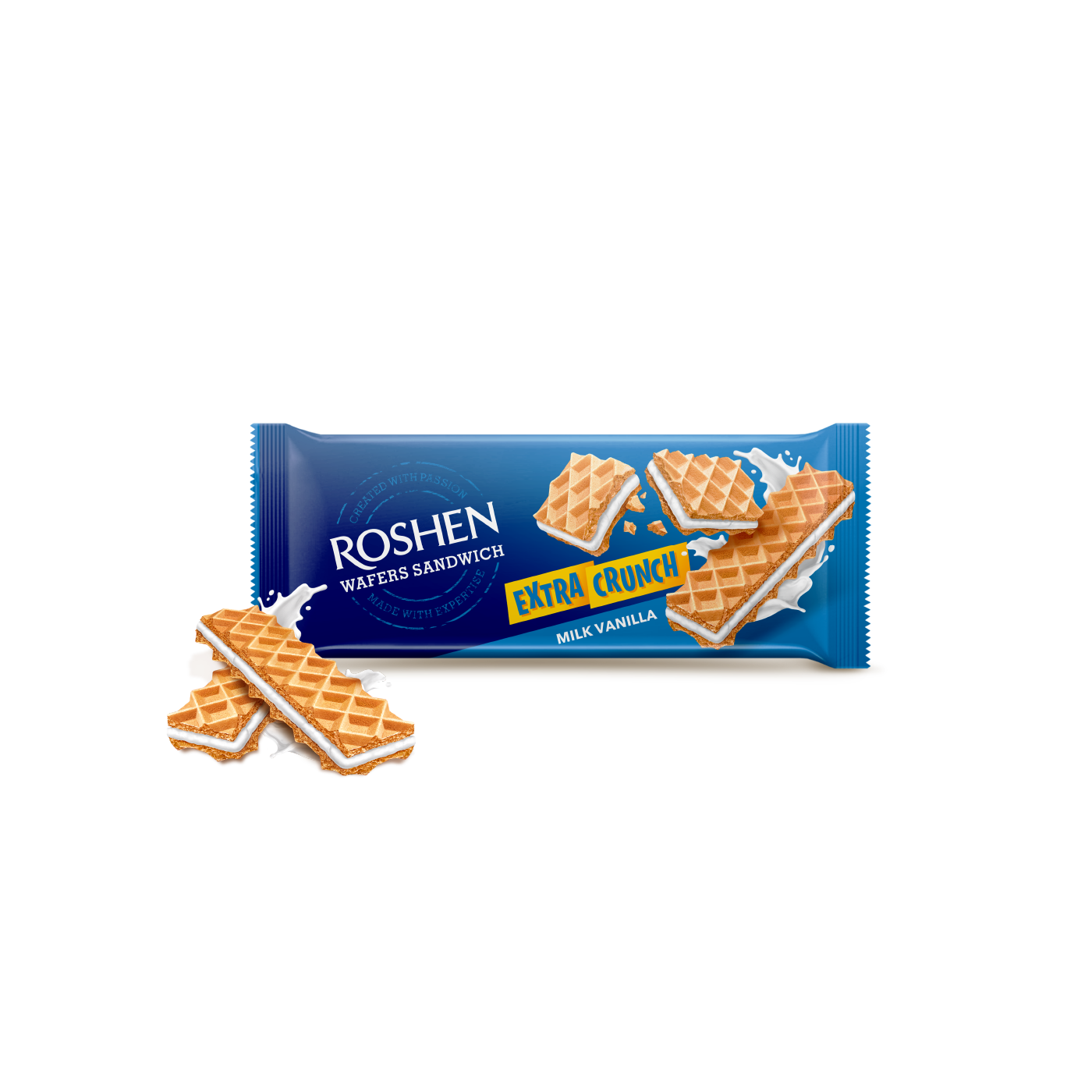 Roshen Wafers Sandwich Crunch milk vanilla 142gr - Roshen.gr