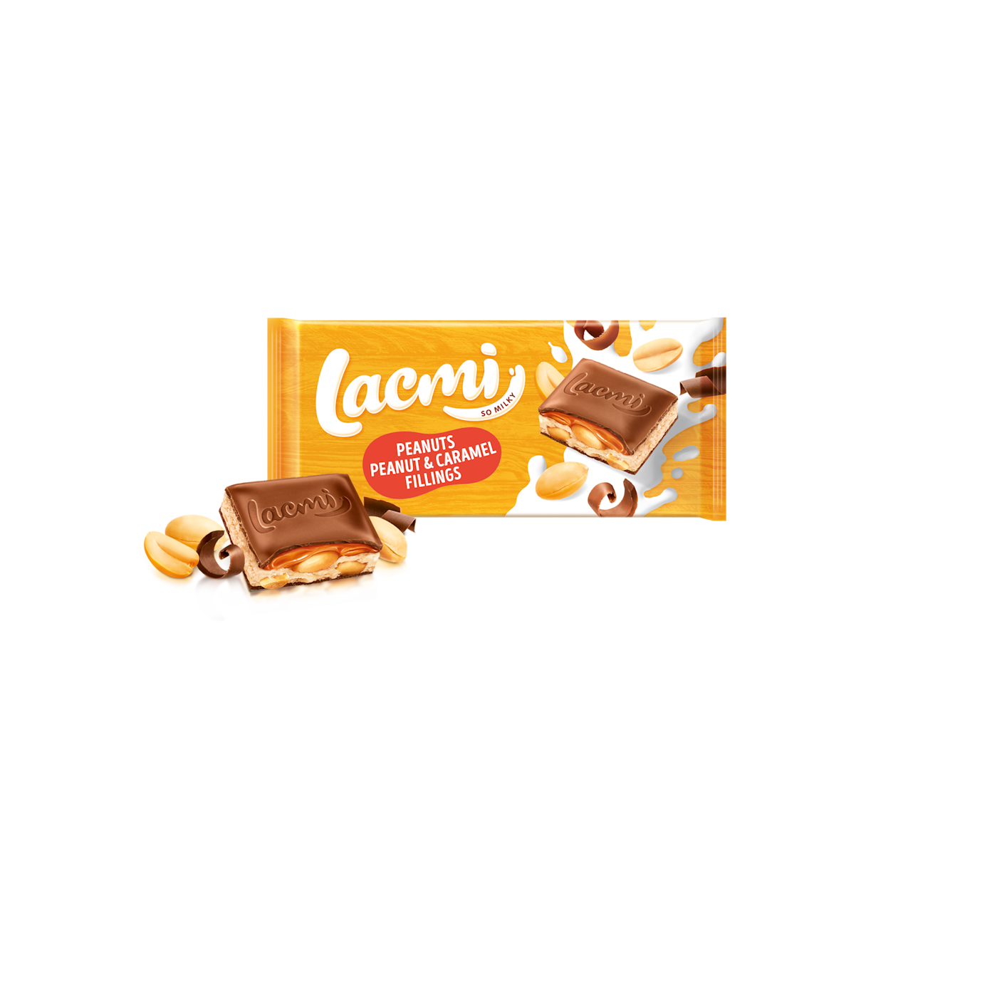 Chocolate Lacmi milk with peanuts, caramel and peanut filling - Roshen.gr
